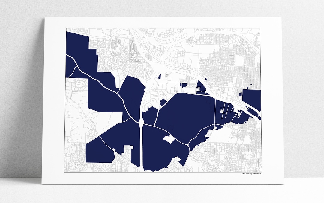 Duke University Campus Durham NC Map Art Poster Print, Duke Campus ...