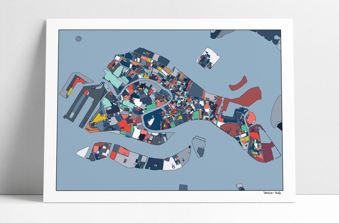 Venice Waterways Venice Roads Map Wall Art Map Print Poster Venice ...