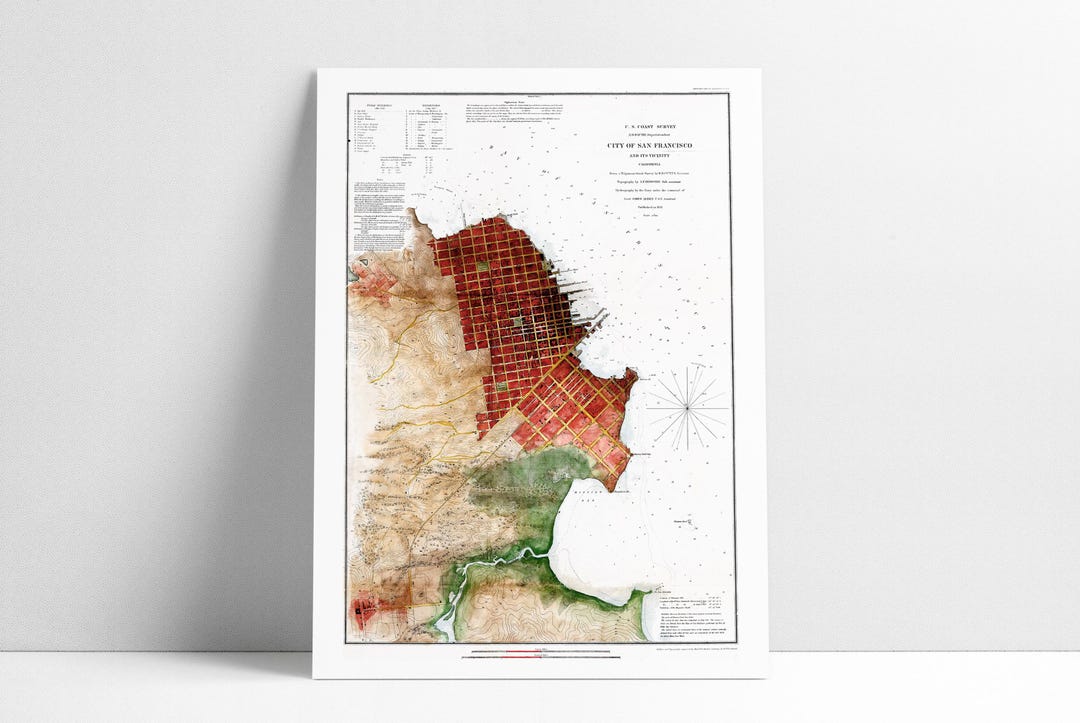 San Francisco Historic Map Print: 1853 US Coastal Survey Art - Etsy