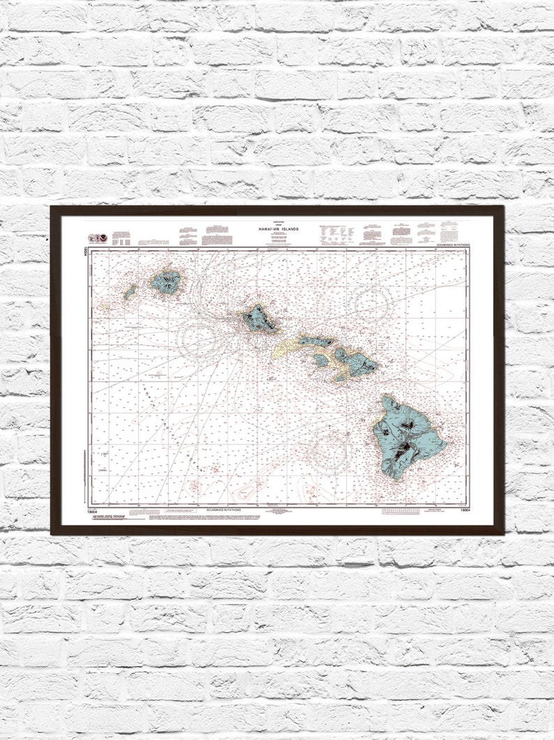 Hawaii Islands NOAA Nautical Chart Map Art Poster Print - Etsy