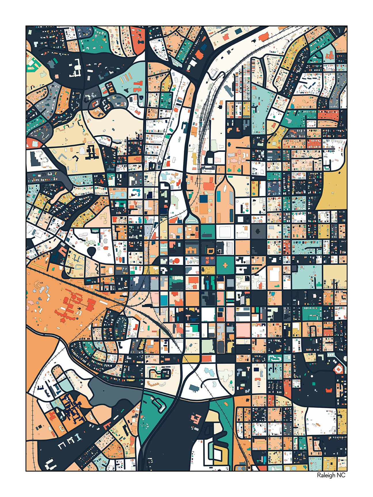 Raleigh Buildings City Streets Wall Art Map Print Poster | Etsy