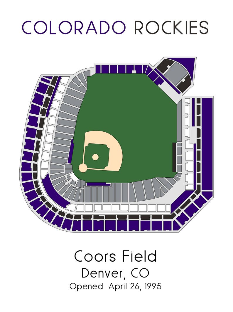 Colorado Rockies MLB Stadium Map Coors Field Ballpark Map - Etsy