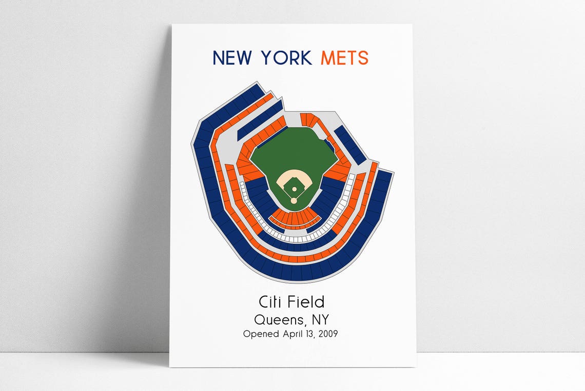 New York Mets MLB Stadium Map NY Mets Ballpark Map - Etsy