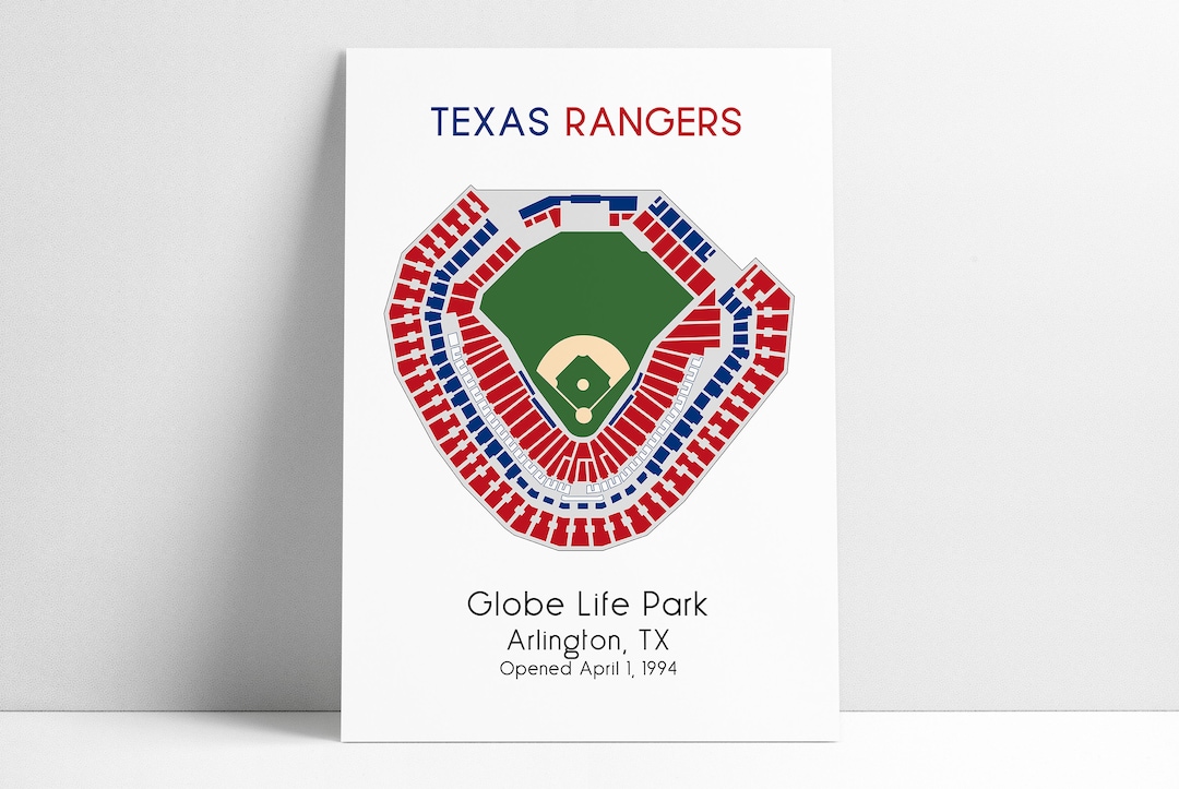 Texas Rangers, MLB Stadium Map, Ballpark Map, Baseball Stadium Map ...