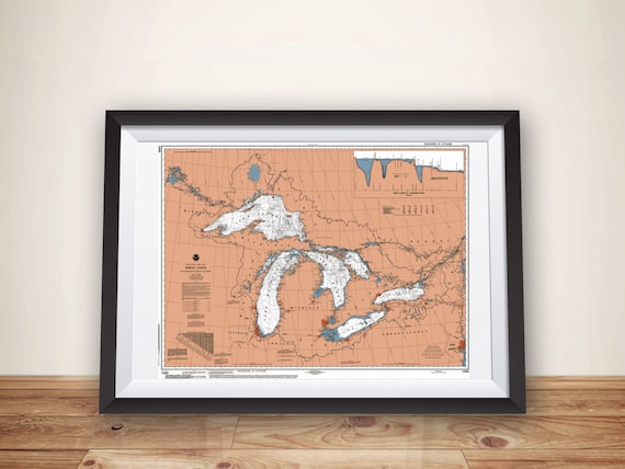 Great Lakes Map NOAA Nautical Chart Poster Print Boating | Etsy