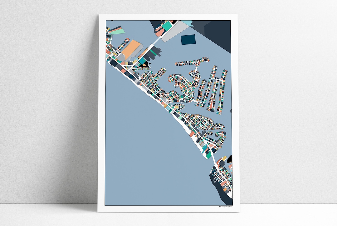 Madeira Beach FL Wall Art Map Print Poster Madeira Beach House Art ...