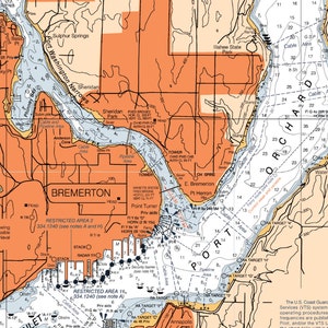 Puget Sound Seattle Nautical Chart Map Poster, Nautical Chart Print ...