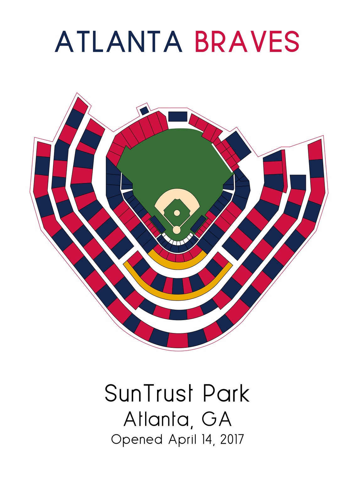 Atlanta Braves MLB Stadium Map Baseball Stadium Map Ballpark - Etsy