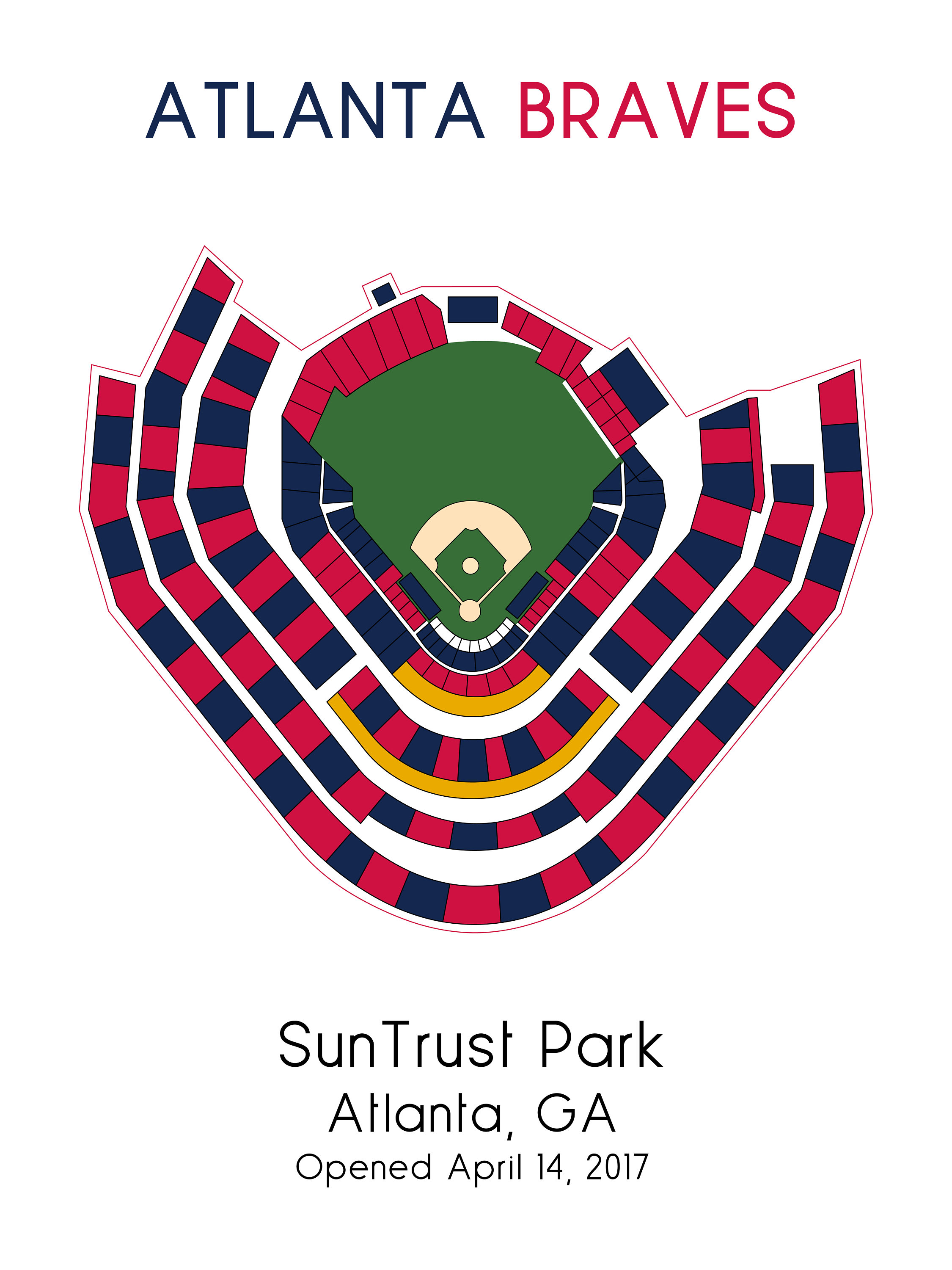 Atlanta Braves MLB Stadium Map Baseball Stadium Map Ballpark - Etsy