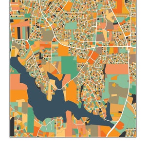 Garner NC Abstract Map Art Poster Print, Garner NC, North Carolina ...