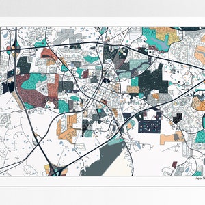 Apex NC Streets and Buildings Map Art Print - Etsy