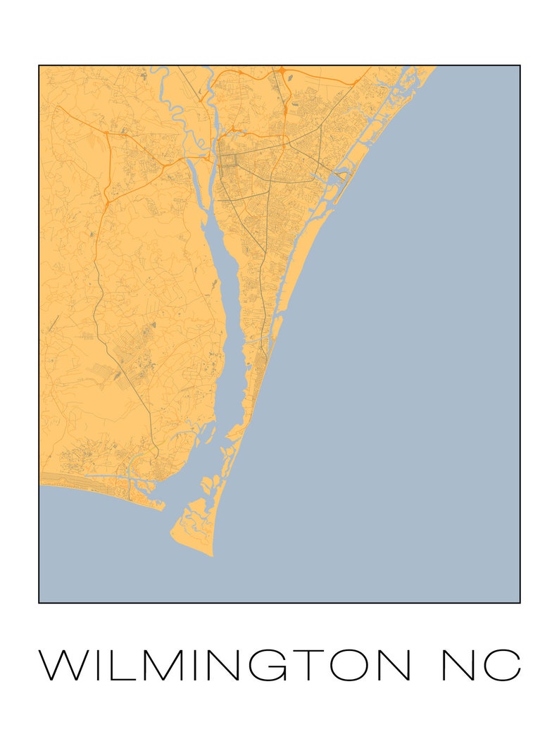Wilmington NC Map City Streets Wilmington Map Wilmington - Etsy
