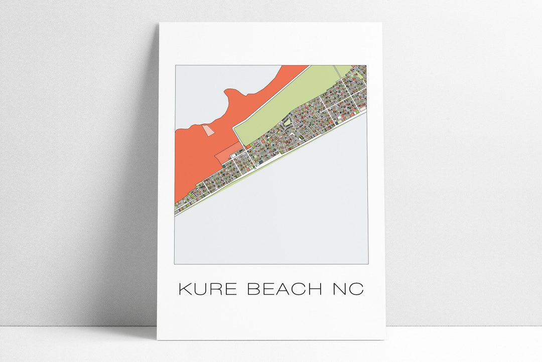 Kure Beach Map Art Print: Abstract Beach House Decor - Etsy
