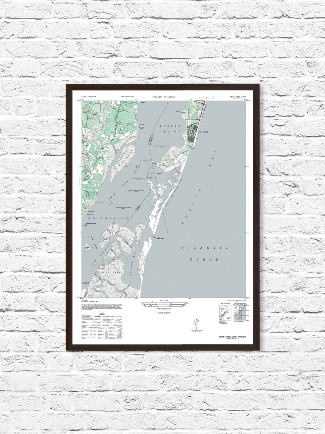Kure Beach NC Map Poster Print Wall Art Beach Home Decor Gift, Fort ...