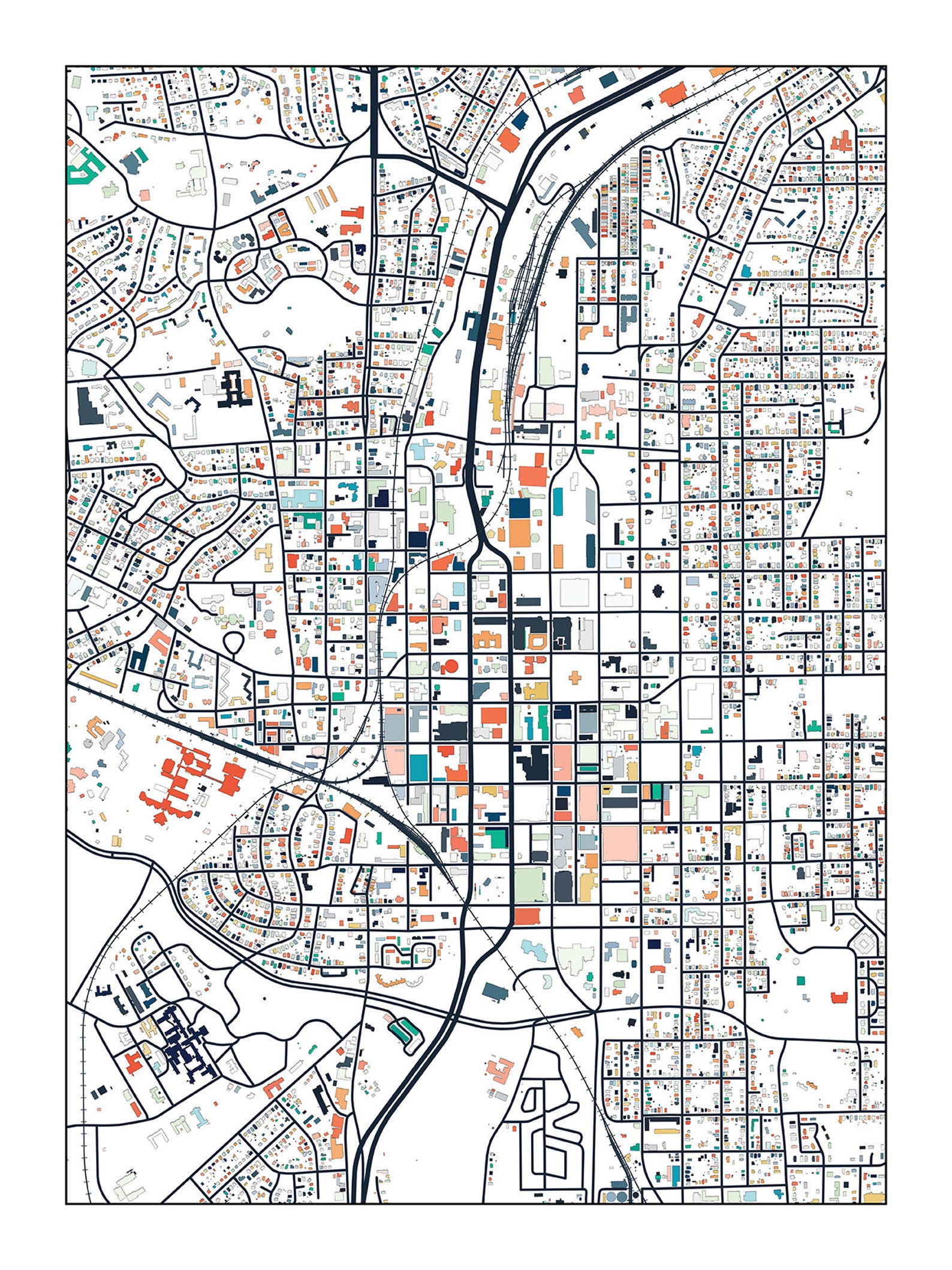 Raleigh Buildings City Streets Wall Art Map Print Poster | Etsy