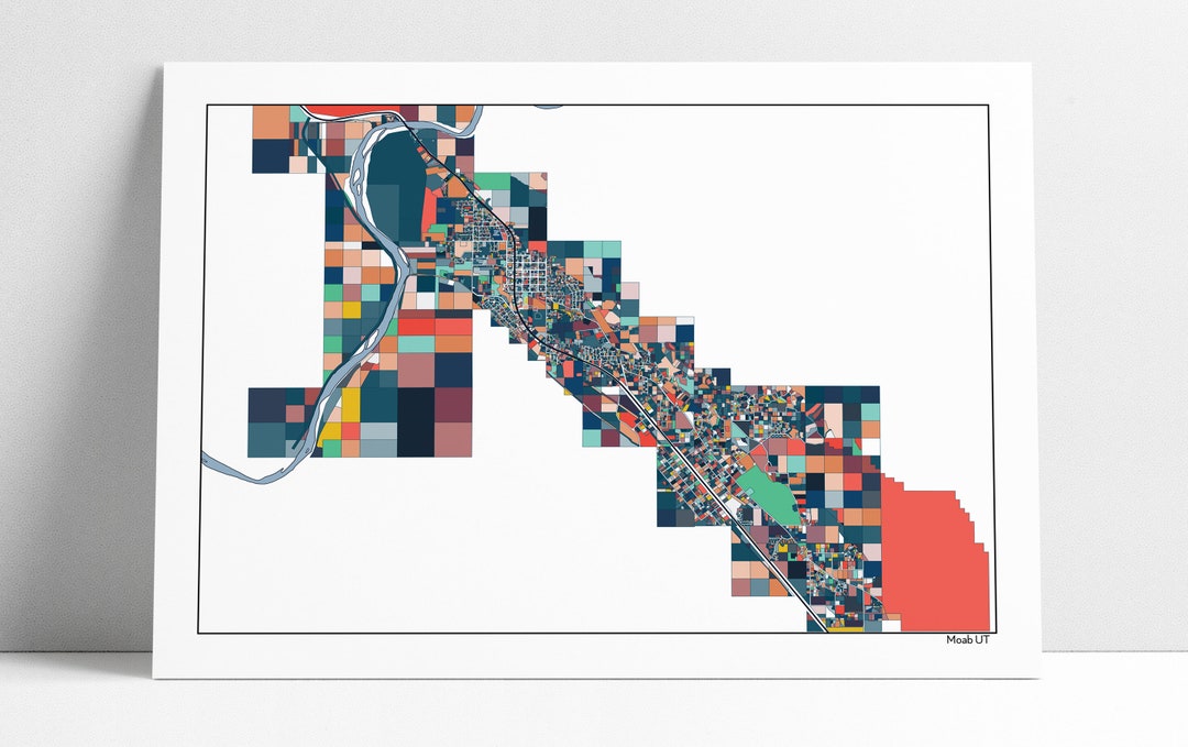 Moab Map Art Print Home Decor Moab UT Abstract Art Poster Office ...