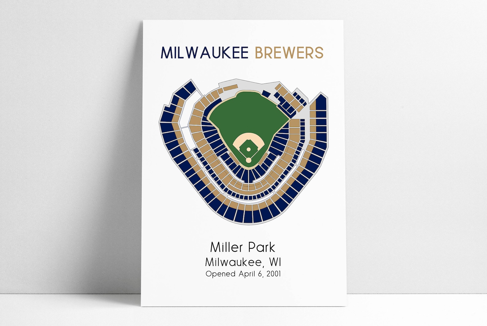 Milwaukee Brewers Miller Park MLB Stadium Map Ballpark Map - Etsy