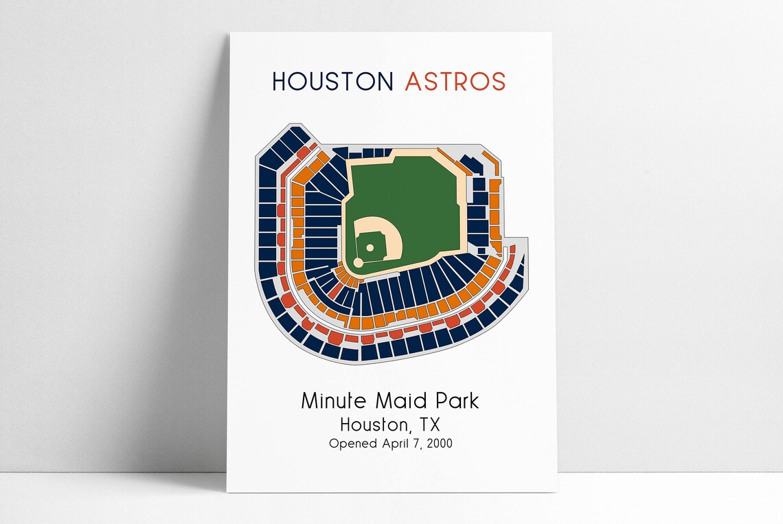 Houston Astros Baseball Map MLB Stadium Map Ballpark Map | Etsy