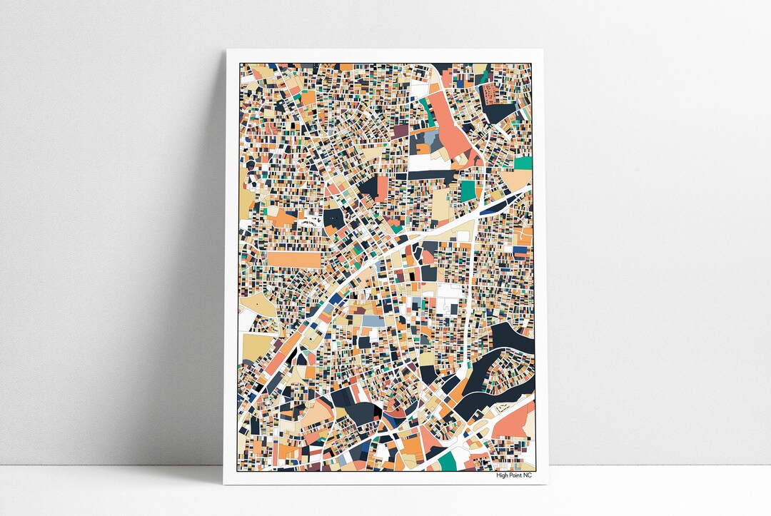 High Point NC Map Art Print: Abstract Cityscape Poster - Etsy