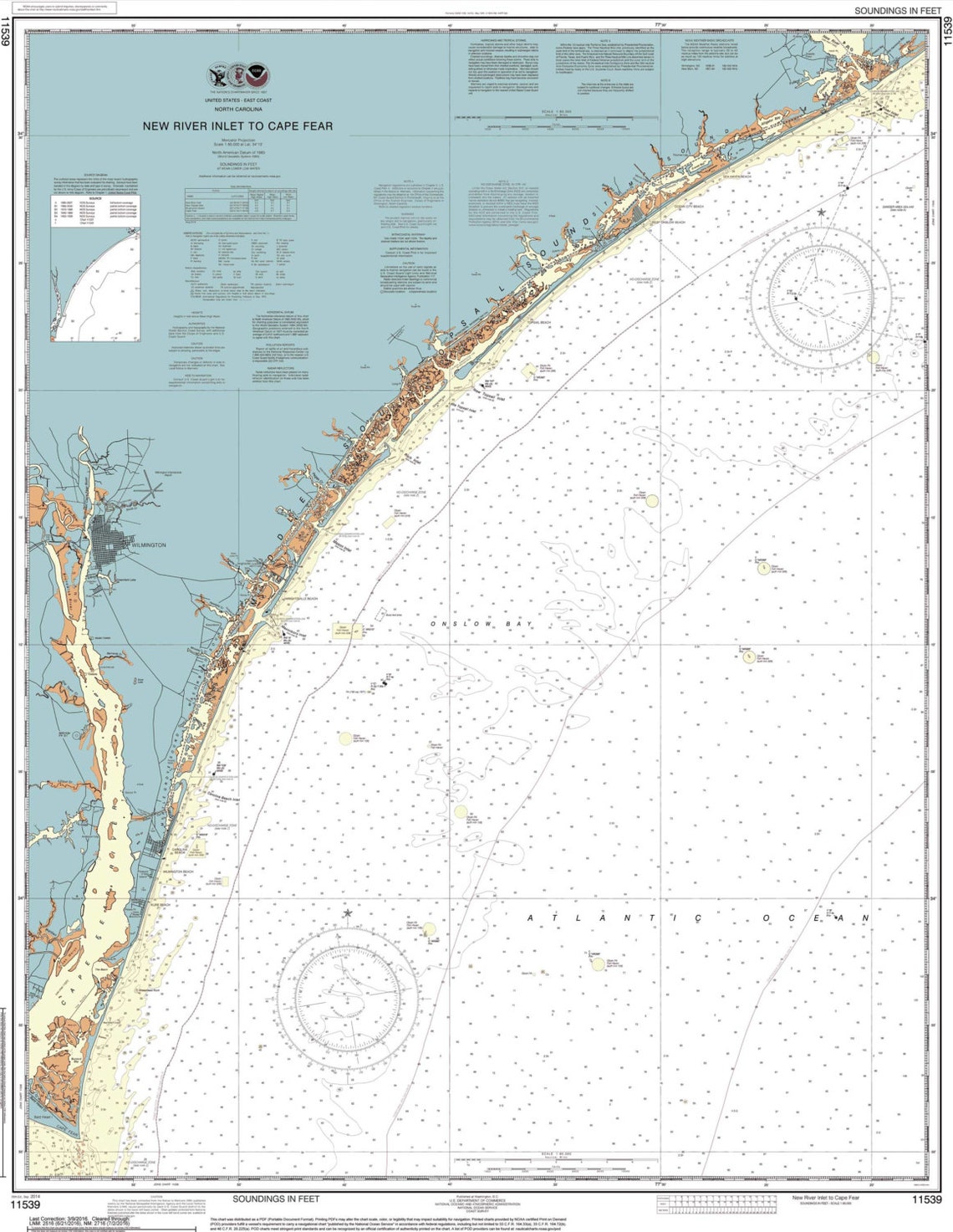 NC Coast Cape Fear River Nautical Chart Map Art Poster Print - Etsy