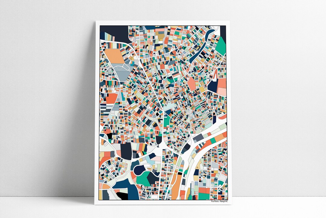 5 Points Raleigh NC Map Art Print - Etsy