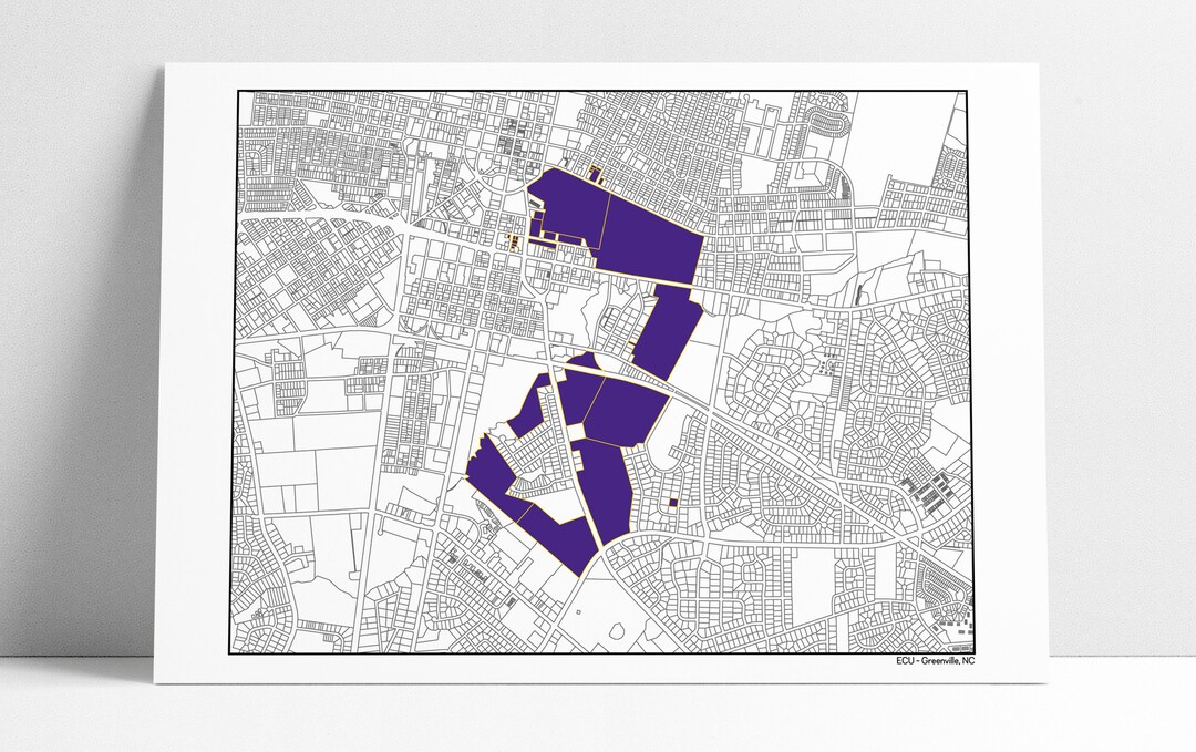 East Carolina University Campus Greenville NC Map Art Poster Print, Ecu ...