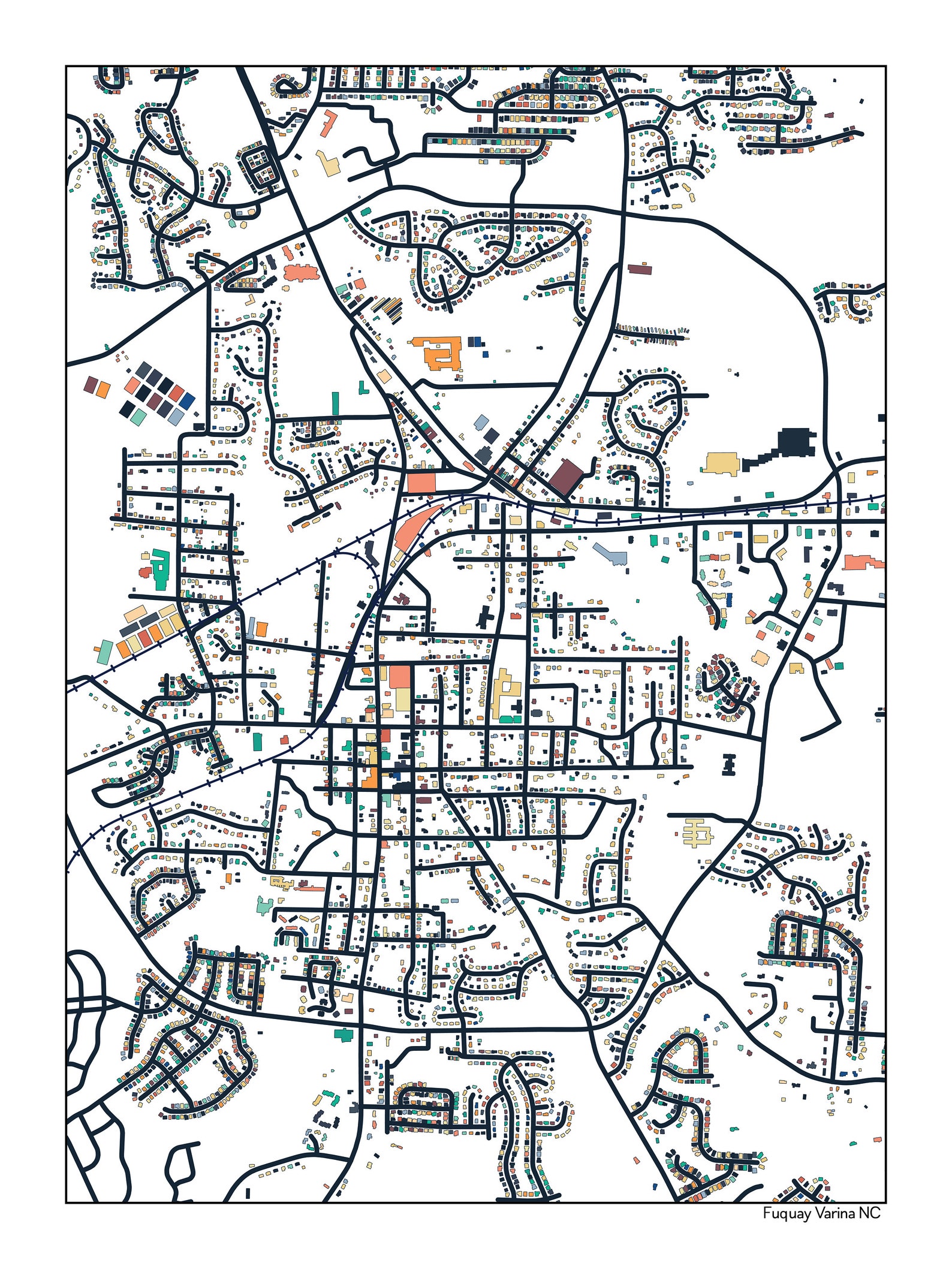 Fuquay Varina NC Print Wall Art Map Poster Housewarming Gift | Etsy