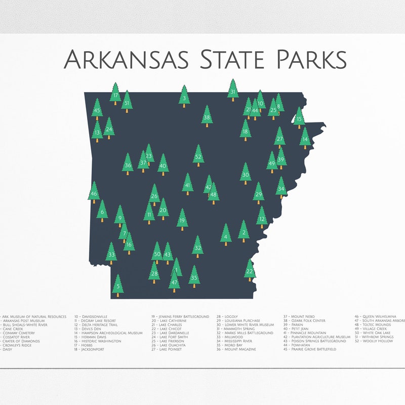 Arkansas State Park Map - Etsy