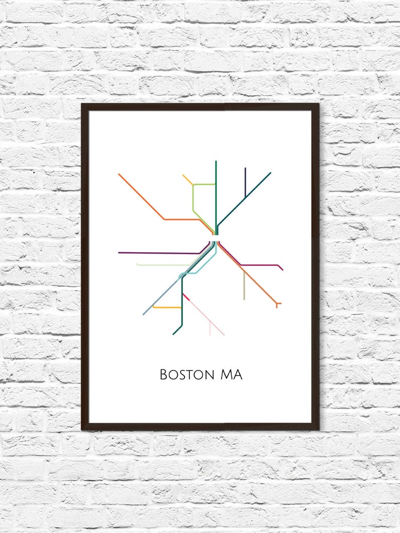 Boston Boston Subway Subway Art Boston Metro Map Boston | Etsy