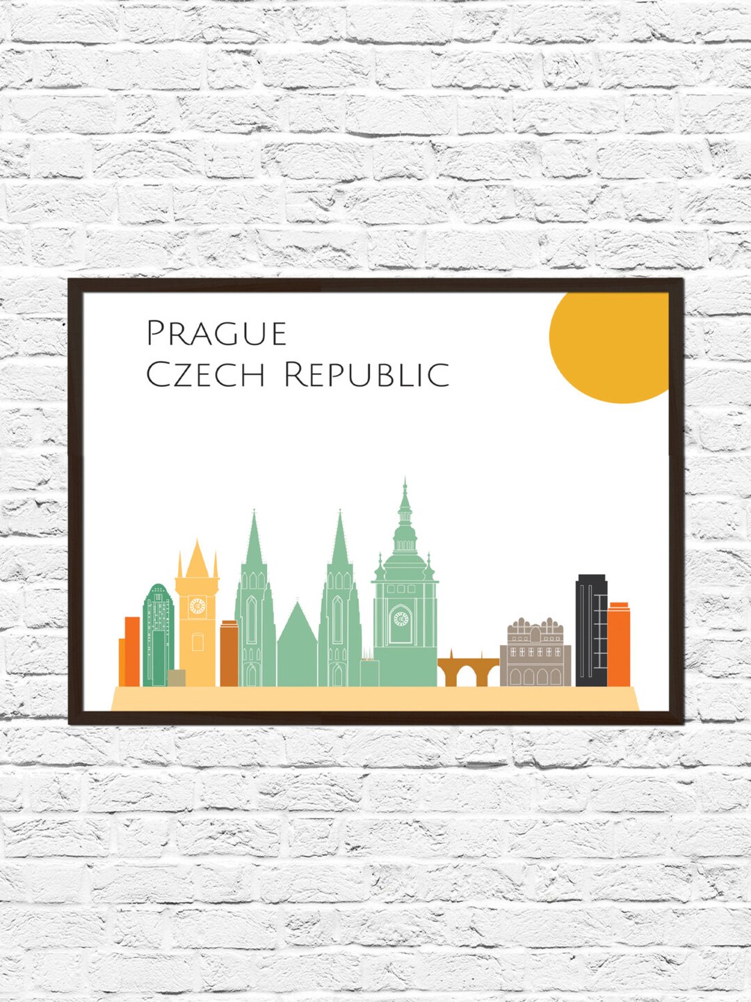 Prague Cityscape Skyline Poster Print, Prague Art, Skyline, Cityscape ...