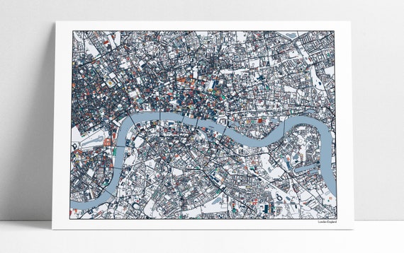 London Map Art Print London England Home Decor London | Etsy