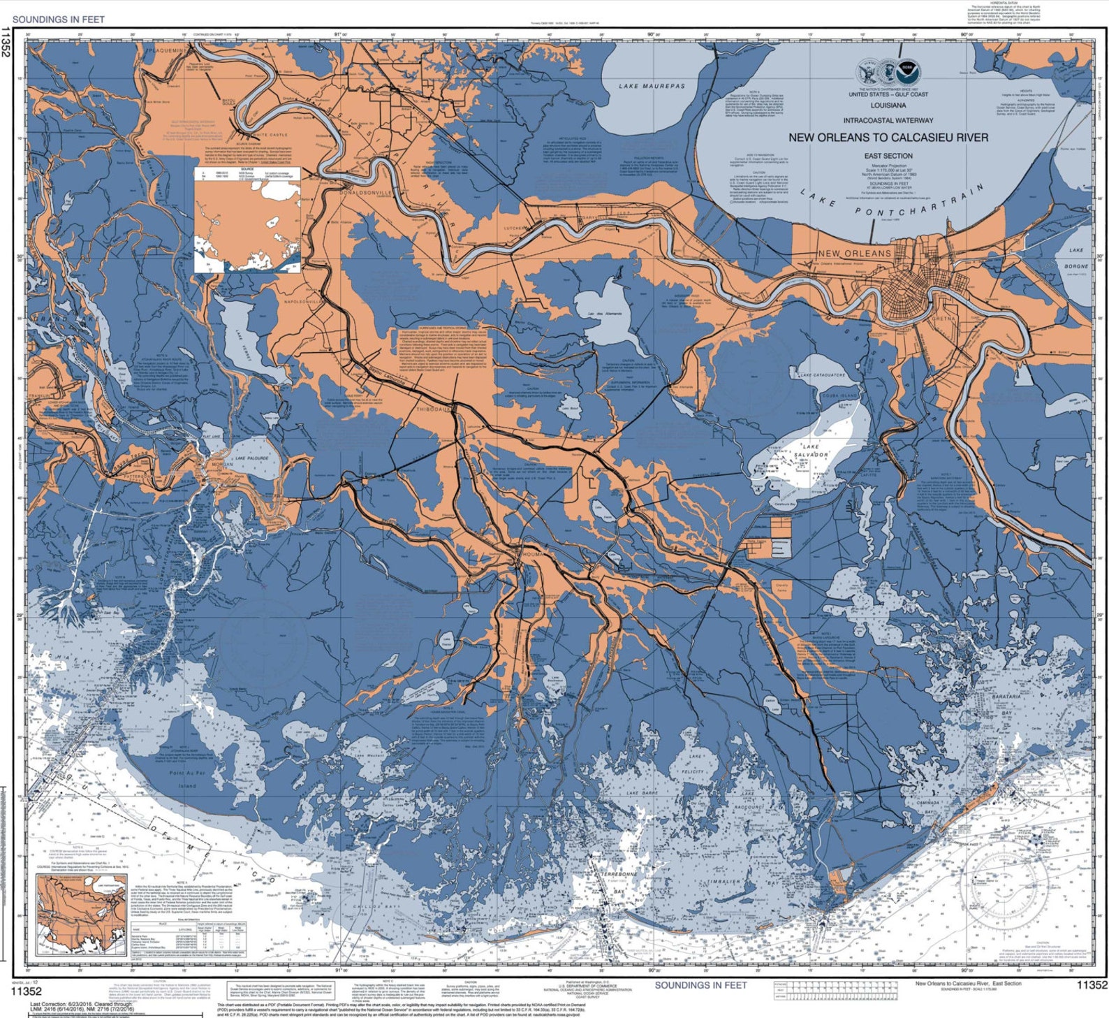 New Orleans Louisiana NOAA Nautical Chart Map Art Print New - Etsy