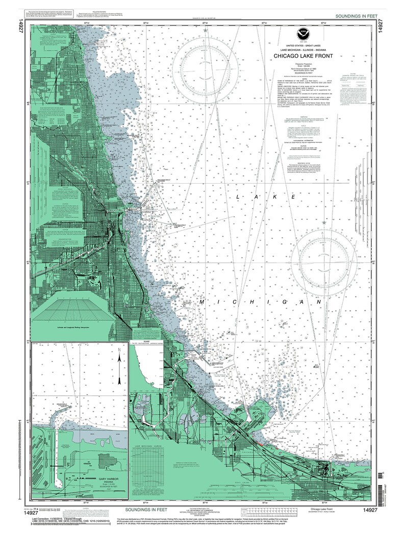 Chicago Map Art Nautical Print Home Decor - Etsy