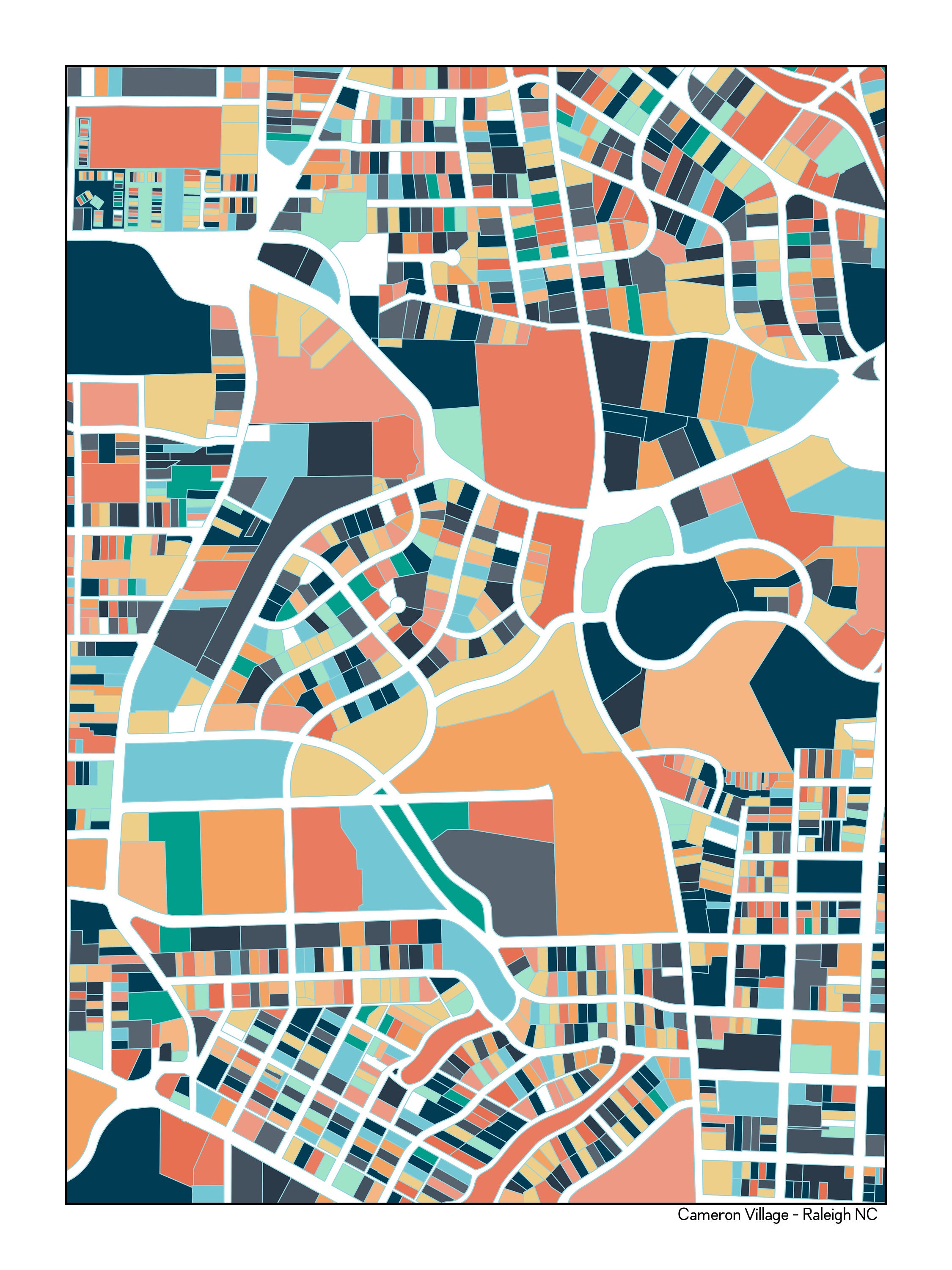 Cameron Village Raleigh NC Wall Art Map Print Poster | Etsy