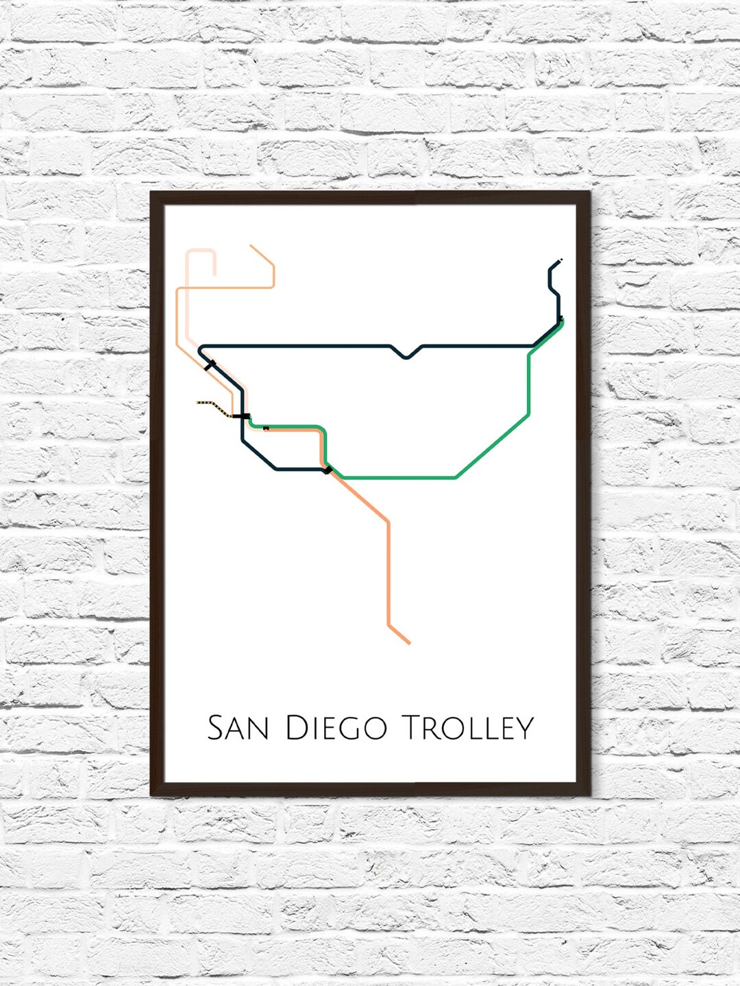 San Diego Trolley Map, San Diego Trolley, San Diego Map Art, San Diego ...