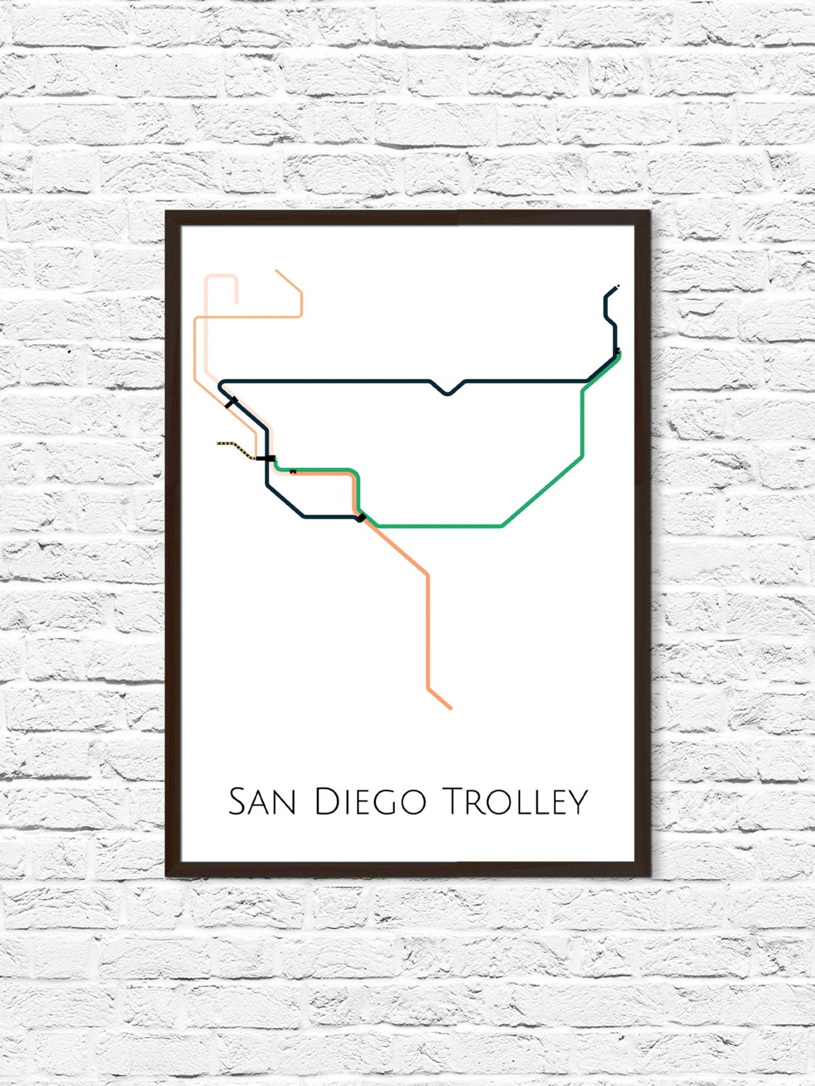 San Diego Trolley Map San Diego Trolley San Diego Map Art - Etsy
