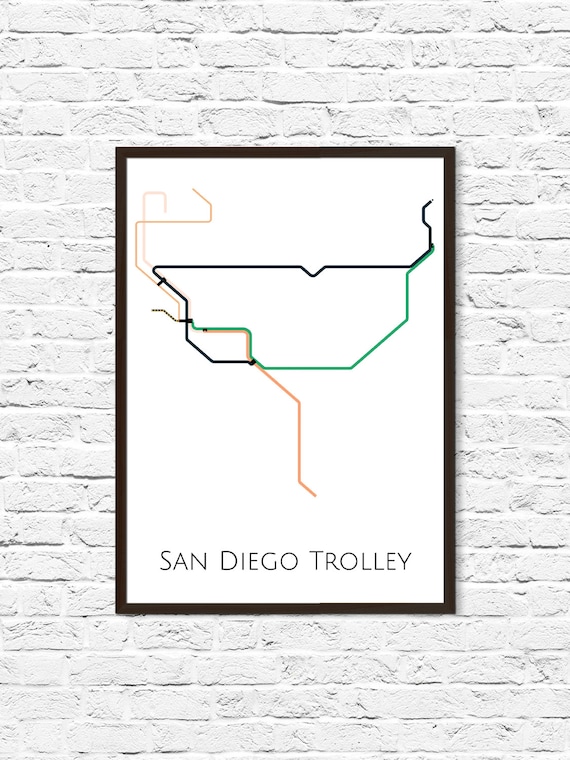 San Diego Trolley Map San Diego Trolley San Diego Map Art | Etsy