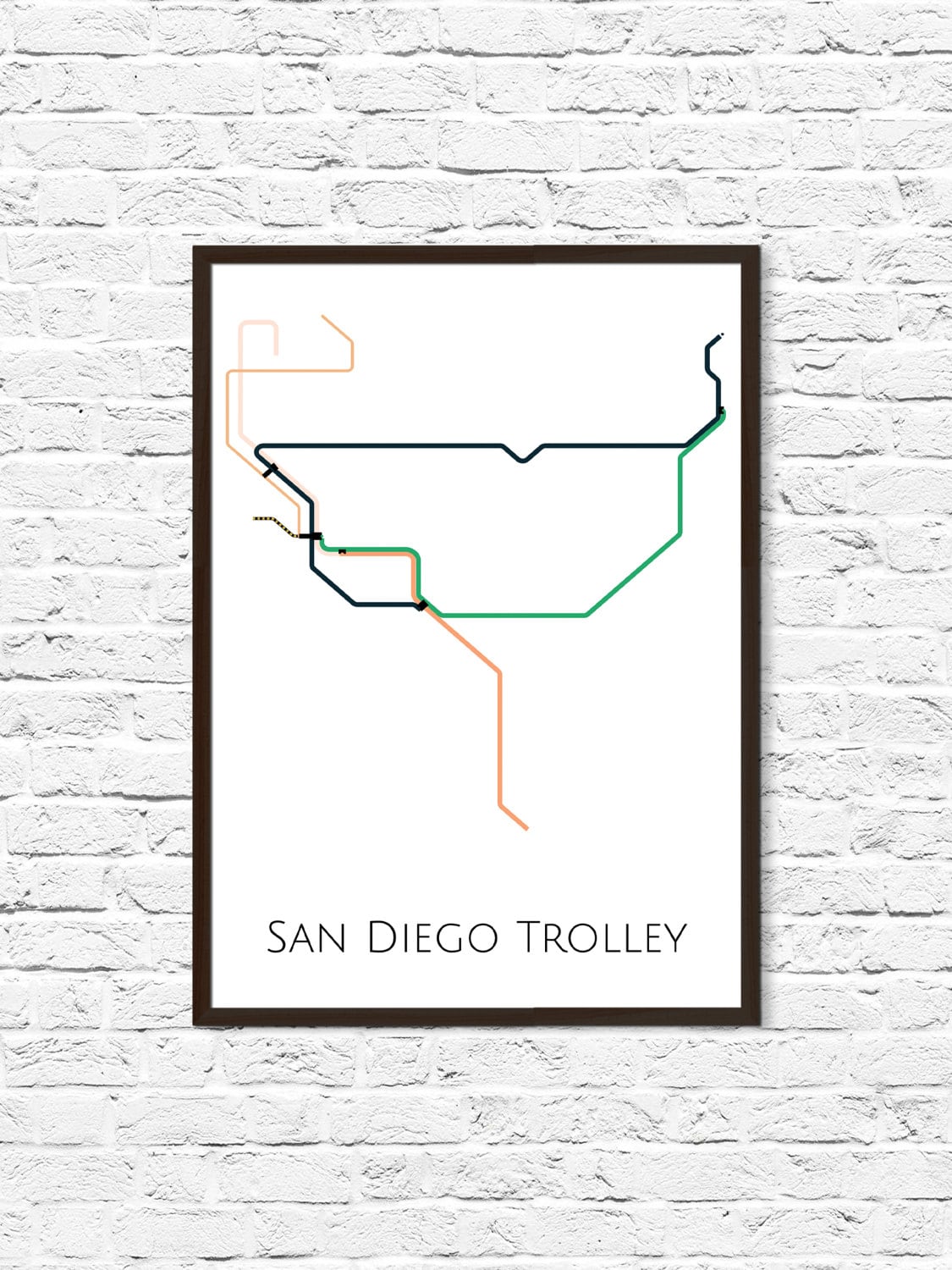 San Diego Trolley Map San Diego Trolley San Diego Map Art | Etsy