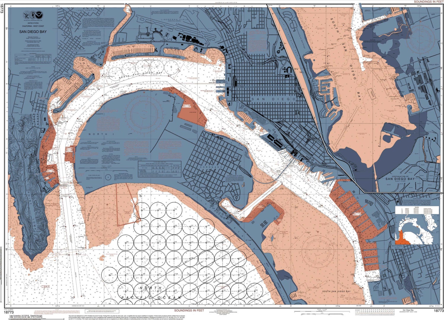 San Diego NOAA Nautical Chart Map Art Poster Print San Diego | Etsy
