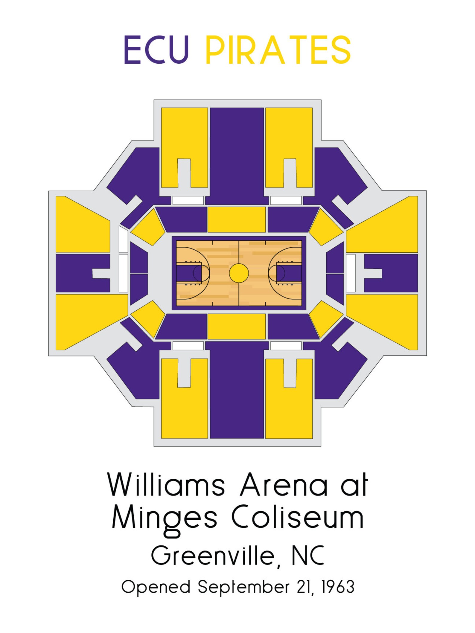 ECU East Carolina Basketball Williams Arena at Minges | Etsy