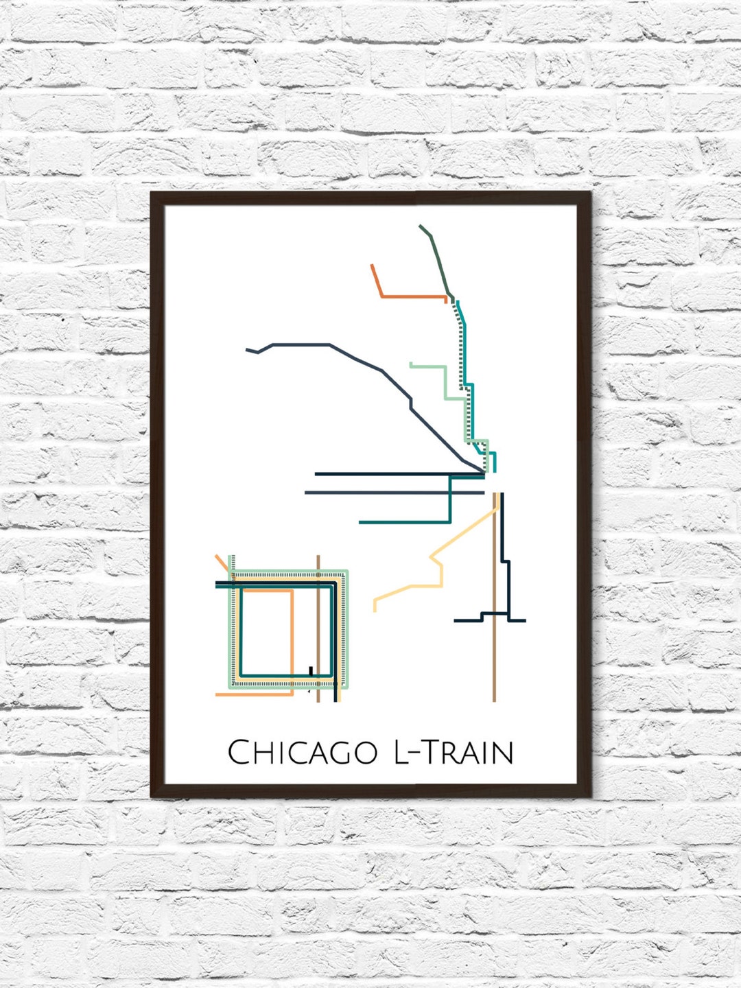 Chicago L-train Metro Map, Transit Map, Subway Map, Subway Poster Art ...