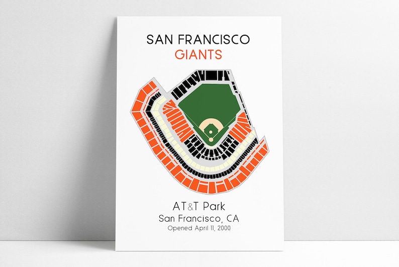 San Francisco Giants ATT Park MLB Stadium Map Ballpark Map | Etsy