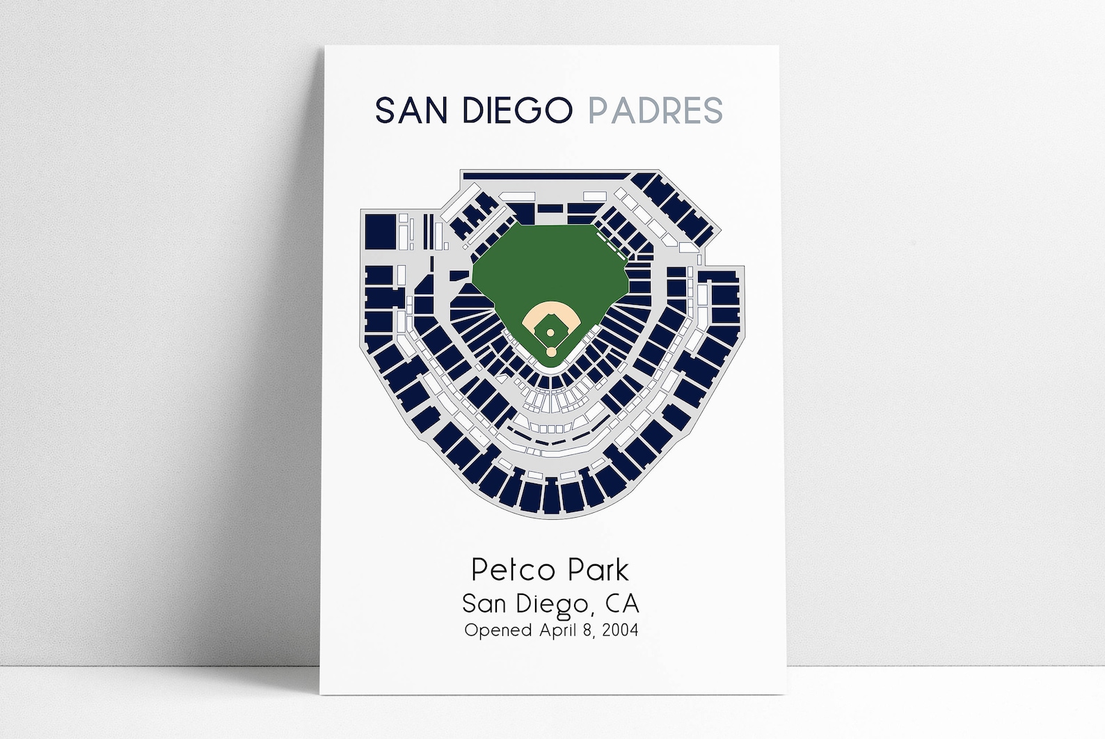 San Diego Padres Petco Park MLB Stadium Map Ballpark Map - Etsy