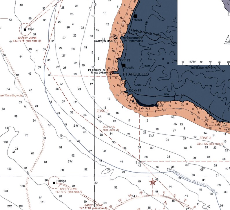 Lompoc CA Nautical Chart Map Art Poster Print California Wall - Etsy