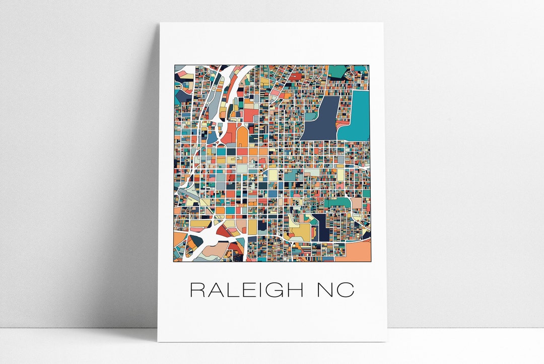 Raleigh, NC, City Streets, Oak City, Raleigh Poster, Raleigh NC Map ...
