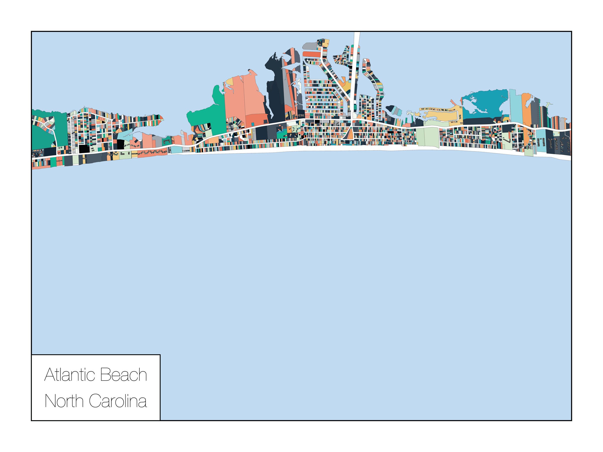 Atlantic Beach NC Map Art Print Beach Decor Beach House | Etsy