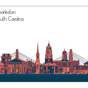 Charleston SC Cityscape Skyline Wall Art Print Home Decor Office Decor ...