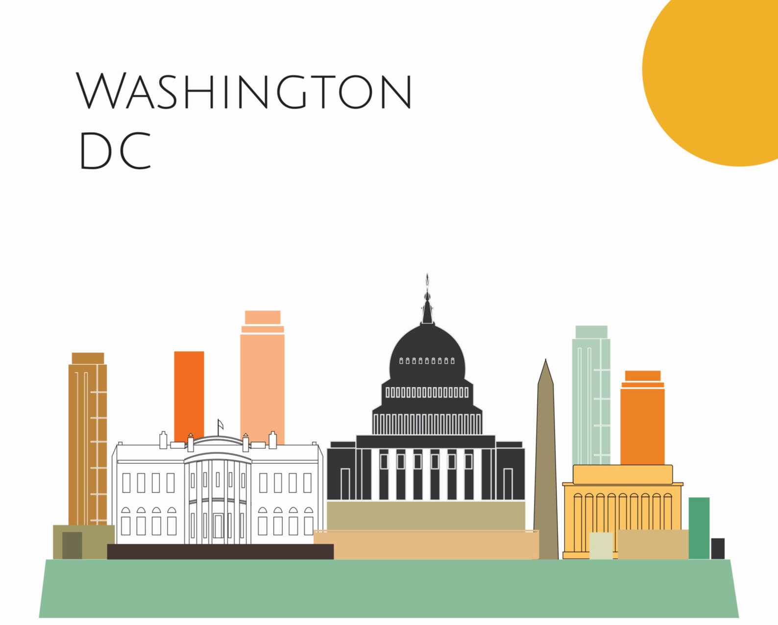 Washington DC Skyline Art Print Washington DC Art Skyline - Etsy