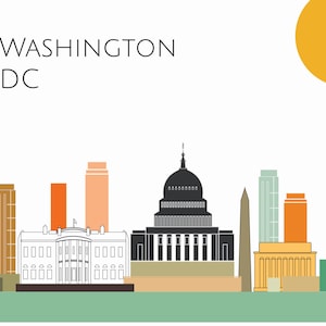 Washington DC Skyline Art Print Washington DC Art Skyline Cityscape ...