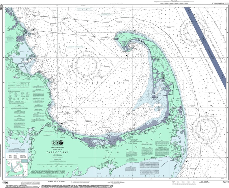 Cape Cod Nautical Chart Map Art Poster Print Cape Cod Wall - Etsy